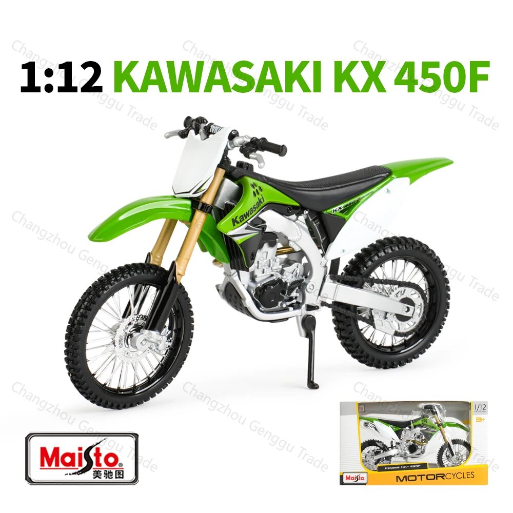 Maisto 1:12 Kawasaki KX 450F Зеленая модель мотоцикла