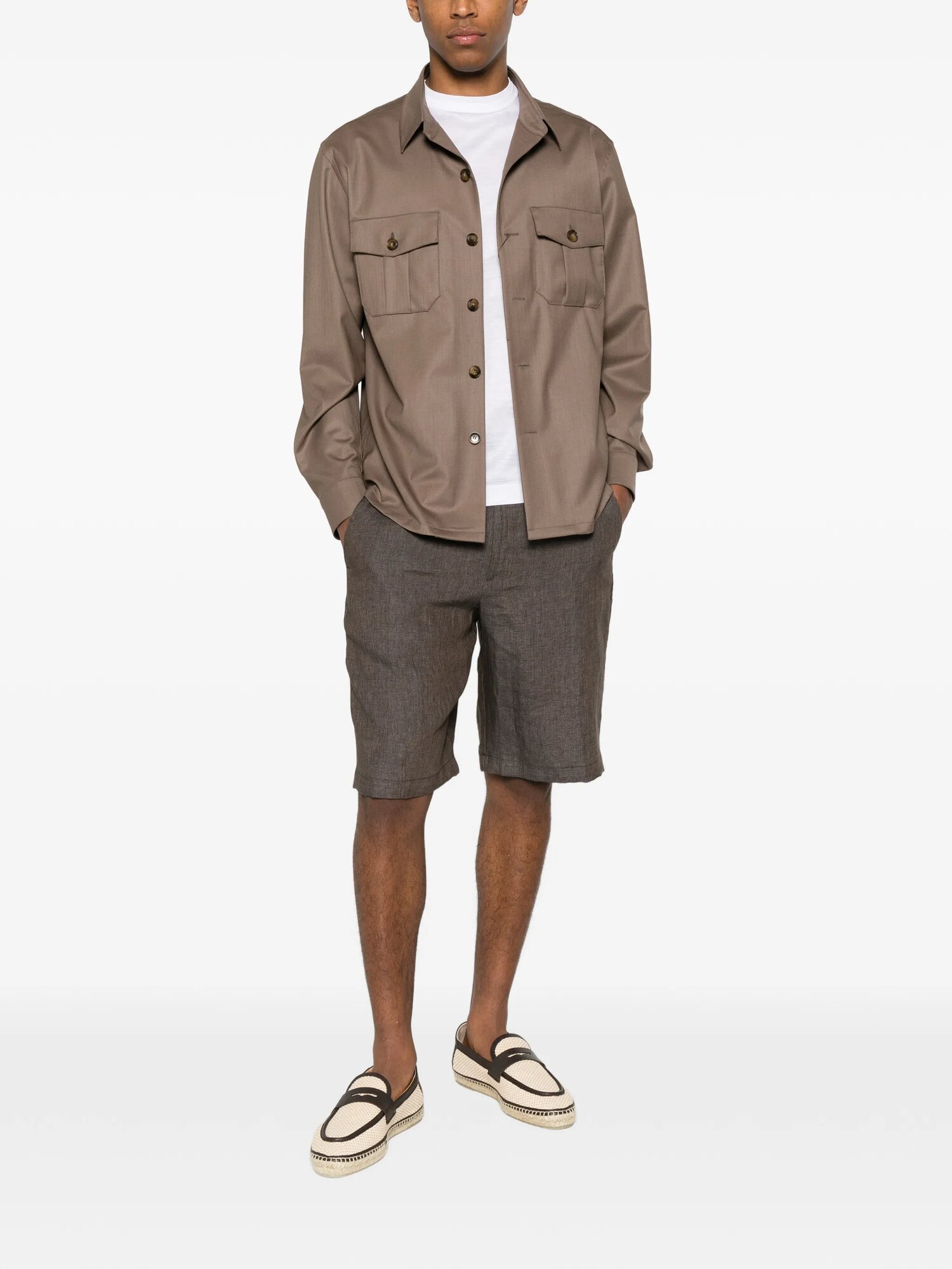 Куртка Canali Button-up chest-pocket shirt jacket, размер 50, brown — фото 1