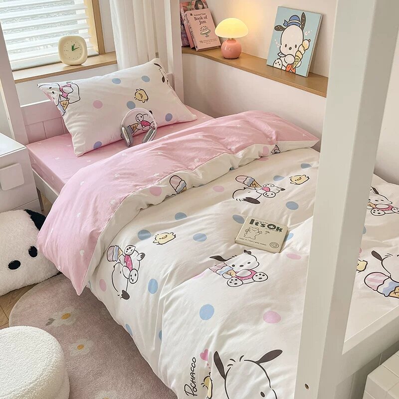 Набор постельного белья Sanrio с изображением Куроми, маленький размер, 4 предмета, для детей и студентов, из чистого