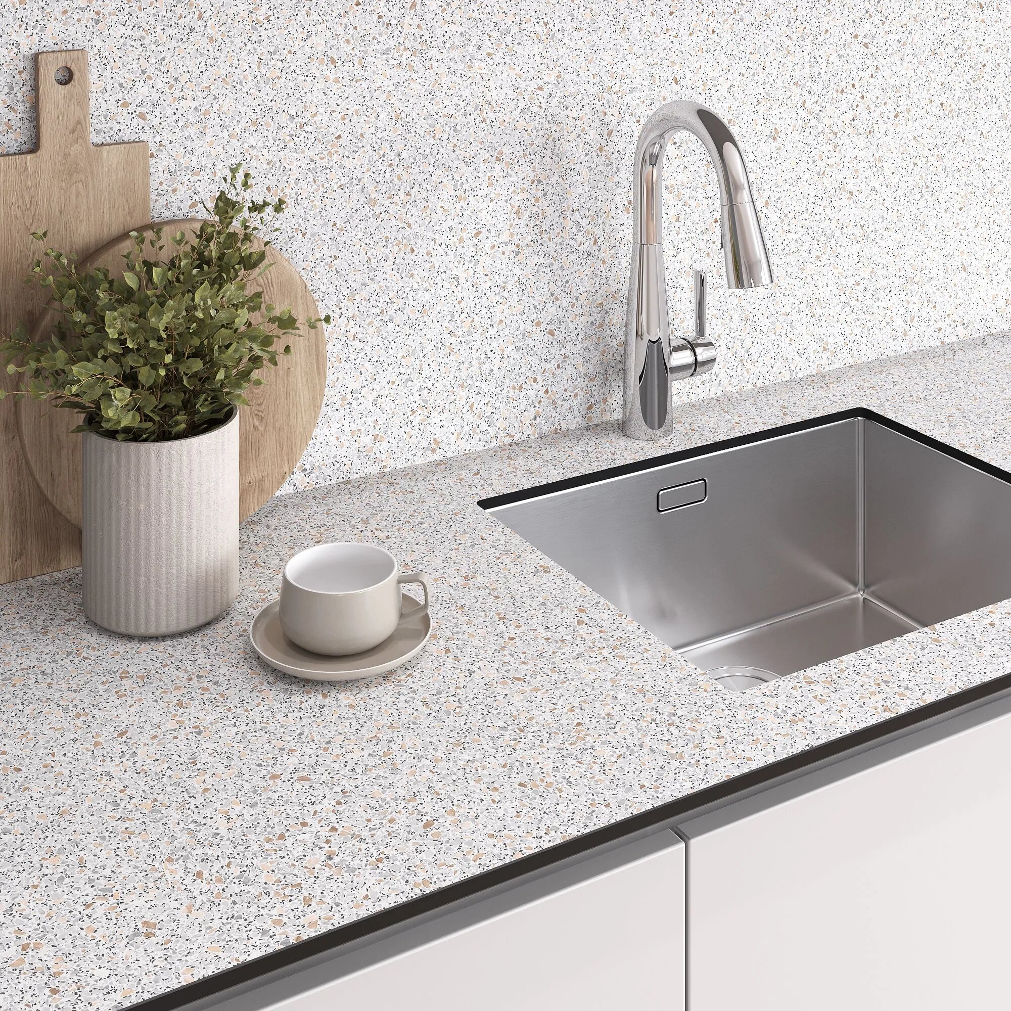 Комплект столешница и фартук HPL Compact Ракушки 2400х600, Slotex
