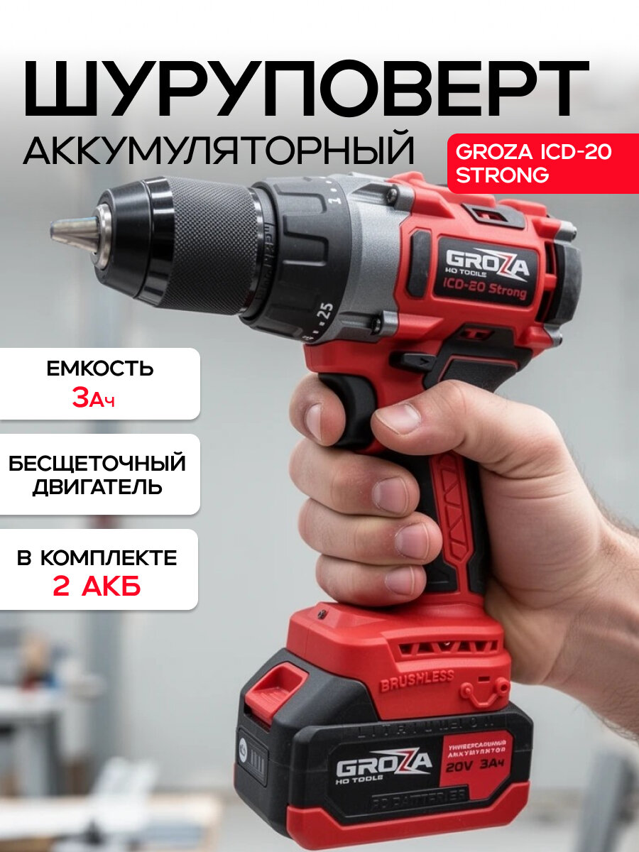 Бесщёточный ударный дрель-шуруповерт Groza iCD-20 strong