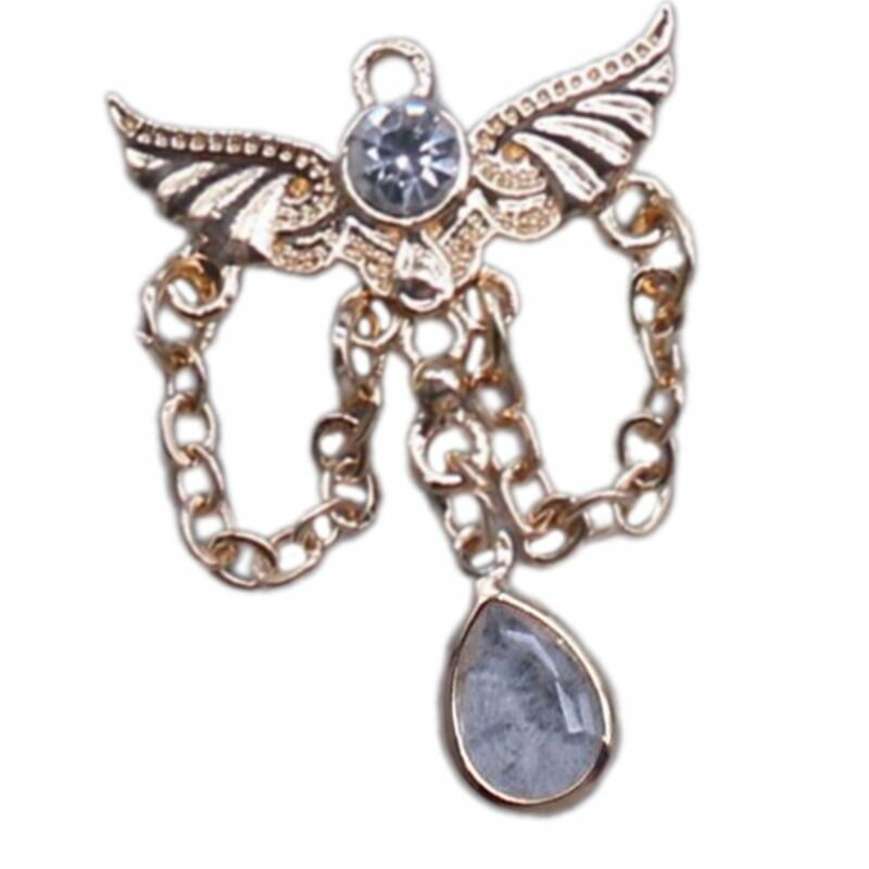 Подвеска-крыло из сплава с бриллиантами, аксессуары для подвесок-KC gold bottom grey diamond wings