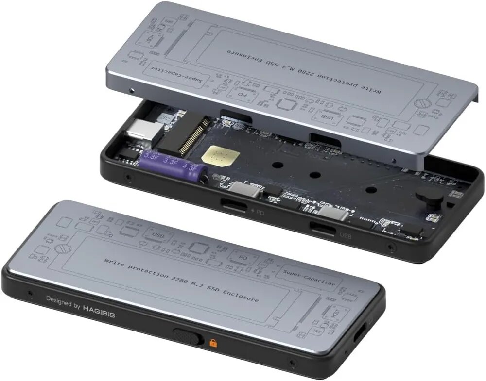 Корпус для твердотельного накопителя Hagibis M.2 NVMe, USB C 3.2 Gen2 10 Гбит/с - M.2 с питанием 100 Вт, USB 2.0, суперконденсатор для iPhone 16 15 Pro Max, MacBook Pro