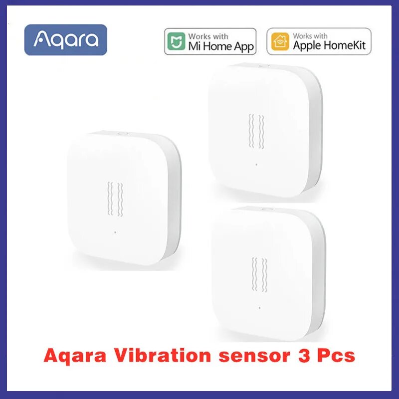 Сенсор вибрации Aqara Smart с встроенным гироскопом, Zigbee-сенсор движения и удара, сигнализация, монитор безопасности умного дома для Xiaomi MI Home — 3 штуки Сенсор удара