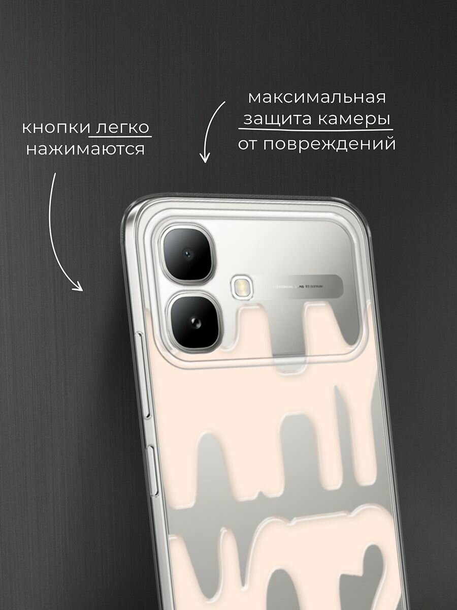 Силиконовый чехол на Infinix Smart 20 / Инфиникс Смарт 20 с принтом Whiy not? бежевый — фото 1