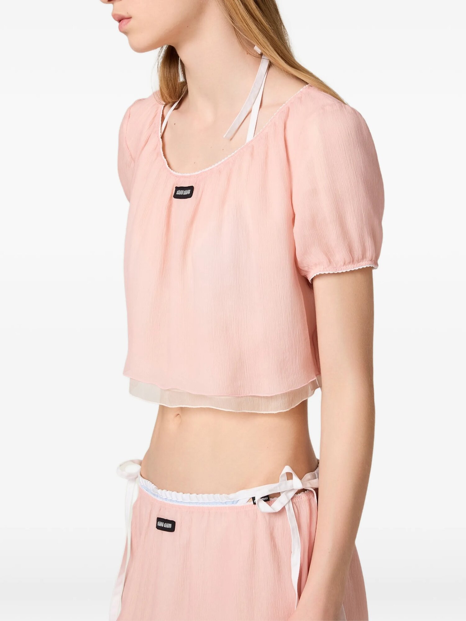 Топ Miu Miu Chiffon top, размер 38, pink — фото 1