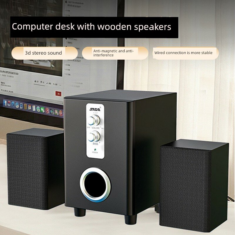 Компьютерные колонки Bluetooth, настольные, для домашнего использования, с сабвуфером, проводные, маленькие,