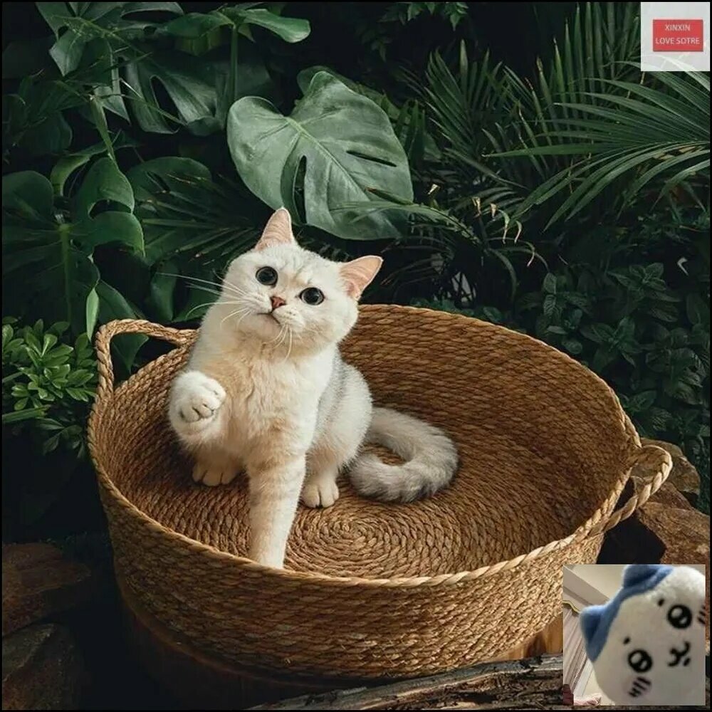 Лежанка для кошек и собак плетеная. Корзина для питомца.