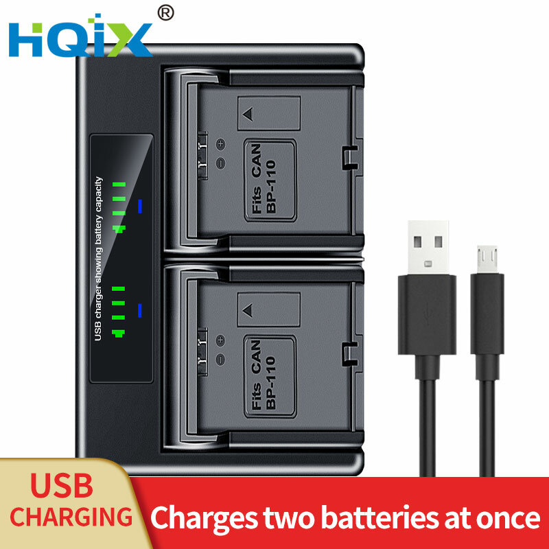 HQIX для Canon LEGRIA HF R26 R28 R206 R27 R205 R206 R21 R20 R200 камера BP-110 Аккумулятор Двойное зарядное устройство