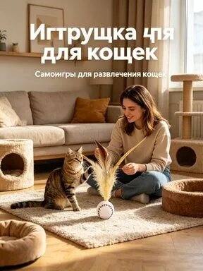 Надувной мяч для кошек из перьев и резины, интерактивные игрушки для домашних животных, принадлежности для самостоятельной борьбы со скукой для кошек