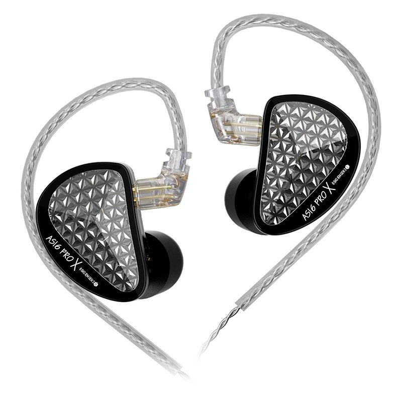 Проводные внутриканальные наушники KZ AS16 Pro X, без микрофона, черные