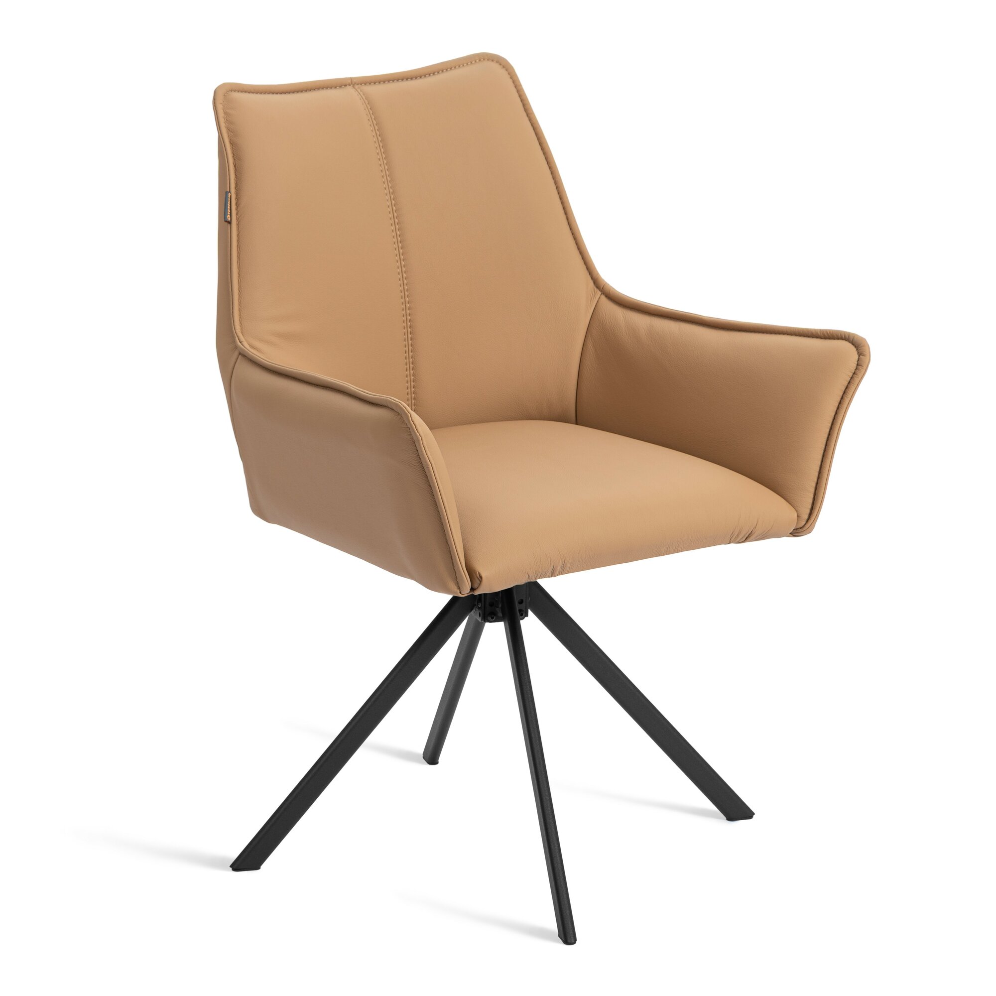 Кресло обеденное мягкое поворотное TetChair, опора 360°, экокожа классик, светло-коричневый