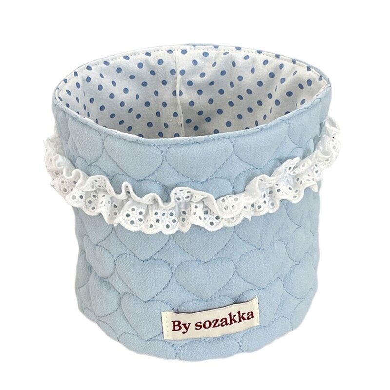 Корзина для хранения на рабочем столе из корейской ткани-Love light Blue