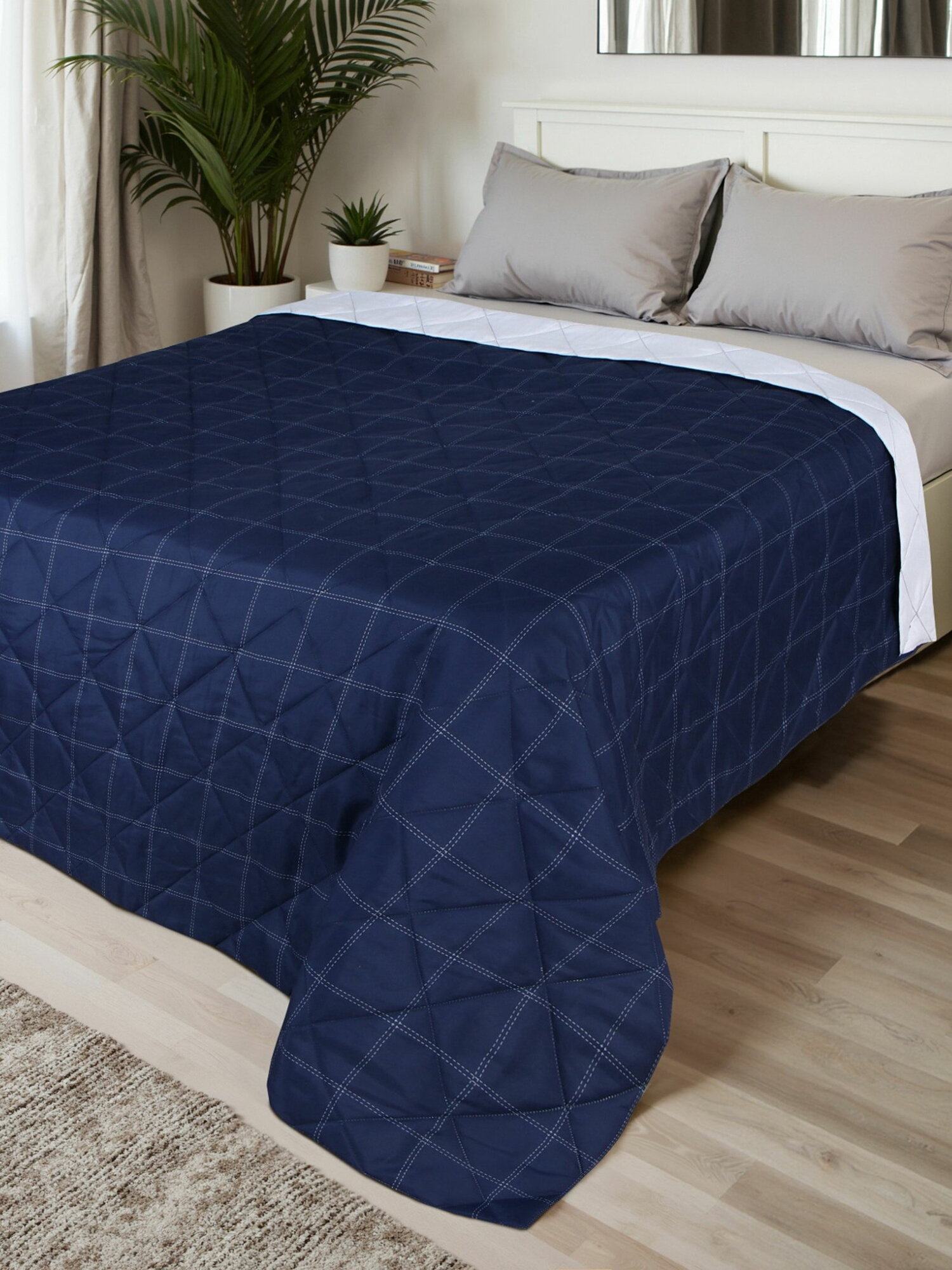 Покрывало евро Cage: dark blue, 200x210+-5 см, микрофайбер, ткань: микрофайбер
