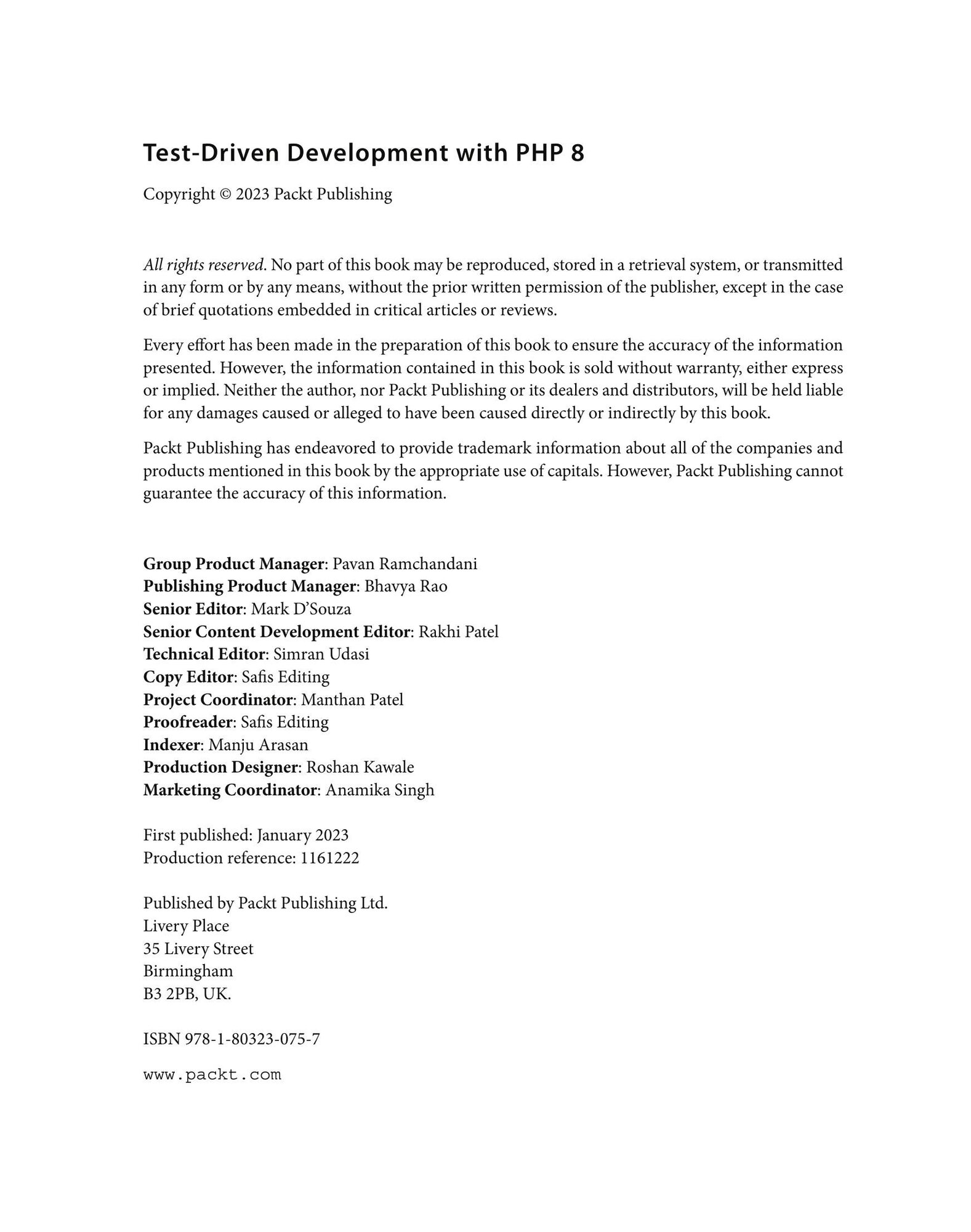 Test-Driven Development with PHP 8: Build Extensible, Reliable, and Maintainable Enterprise-level Applications Using TDD and BDD with PHP — фото 1