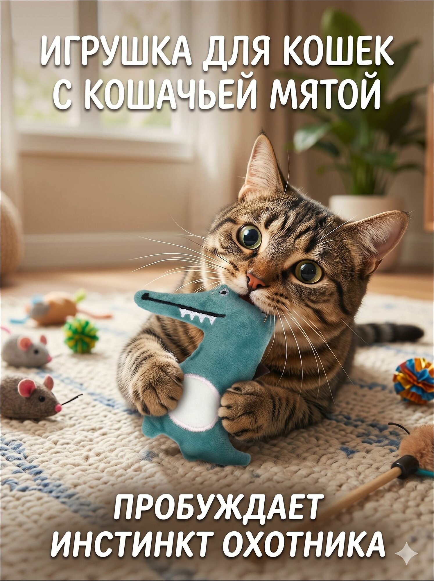 Игрушка для кошек с кошачьей мятой, Самодостаточная игрушка, избавляющая от скуки,10 см, зелёная
