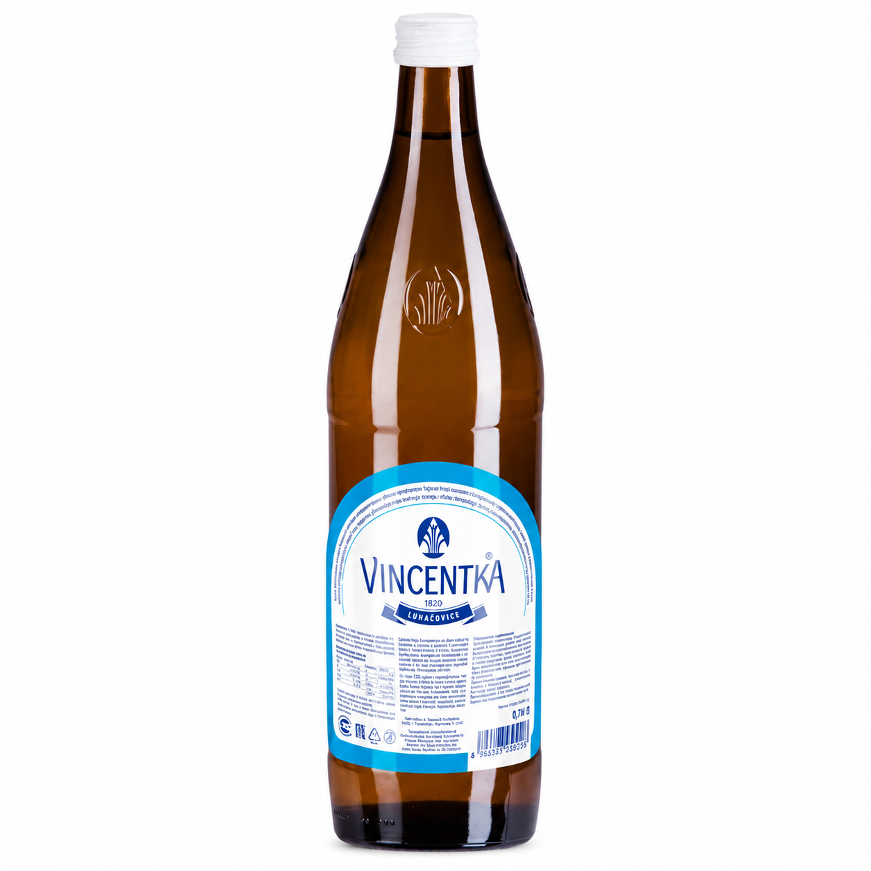 Вода минеральная Vincentka / Винцентка газированная, стекло 0.7 л (6 штук)