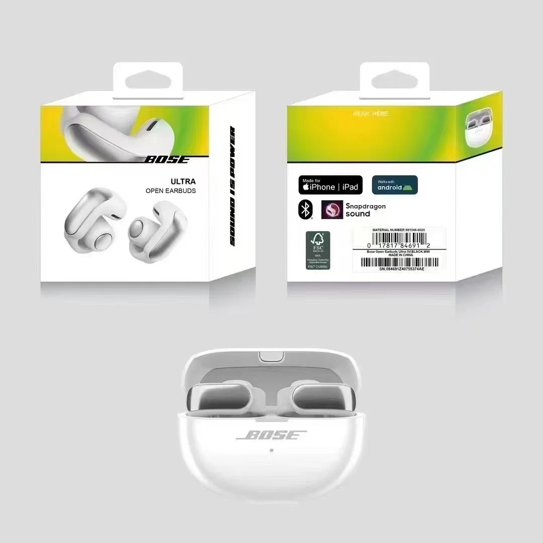 Беспроводные Bluetooth-наушники открытого типа UItra V12 с ушными зажимами — не требуют вставки наушников.