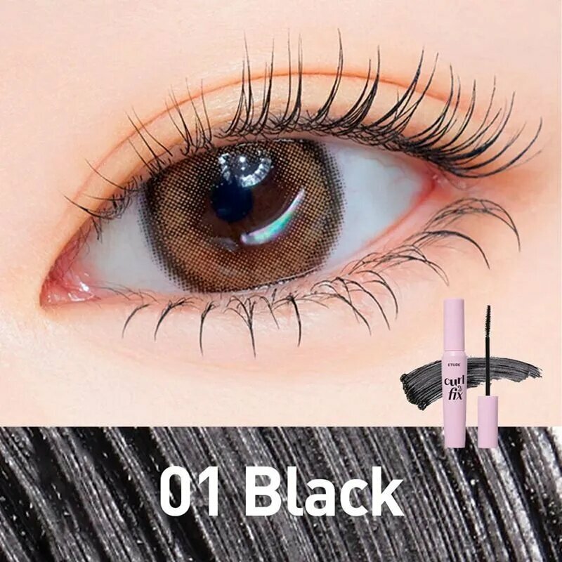 ETUDE тушь для ресниц (01 Black) Curl Fix Mascara 8 мл, Корейский макияж