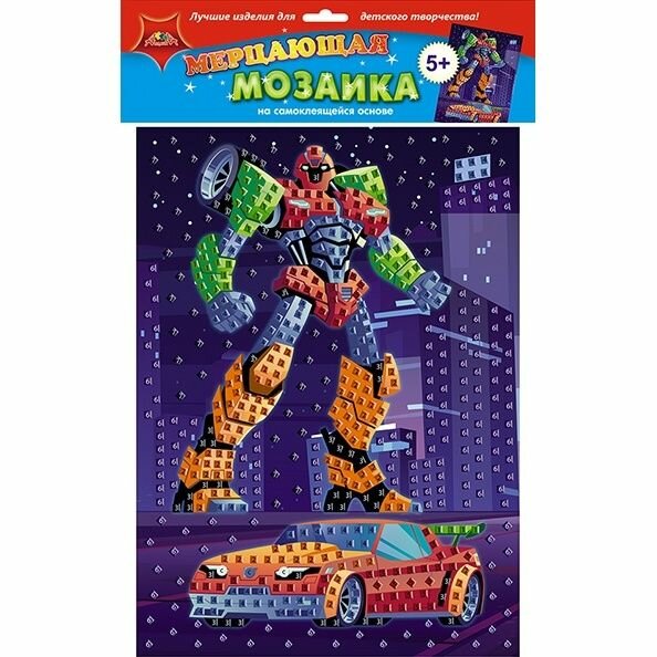 Мягкая мозаика КТС "Робот", самоклеящаяся, мерцающая, А3 (С1573-96)