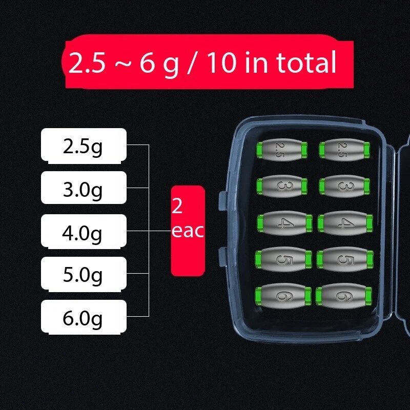 Грузила для рыбалки Olive, 2.5-6g, 10 шт