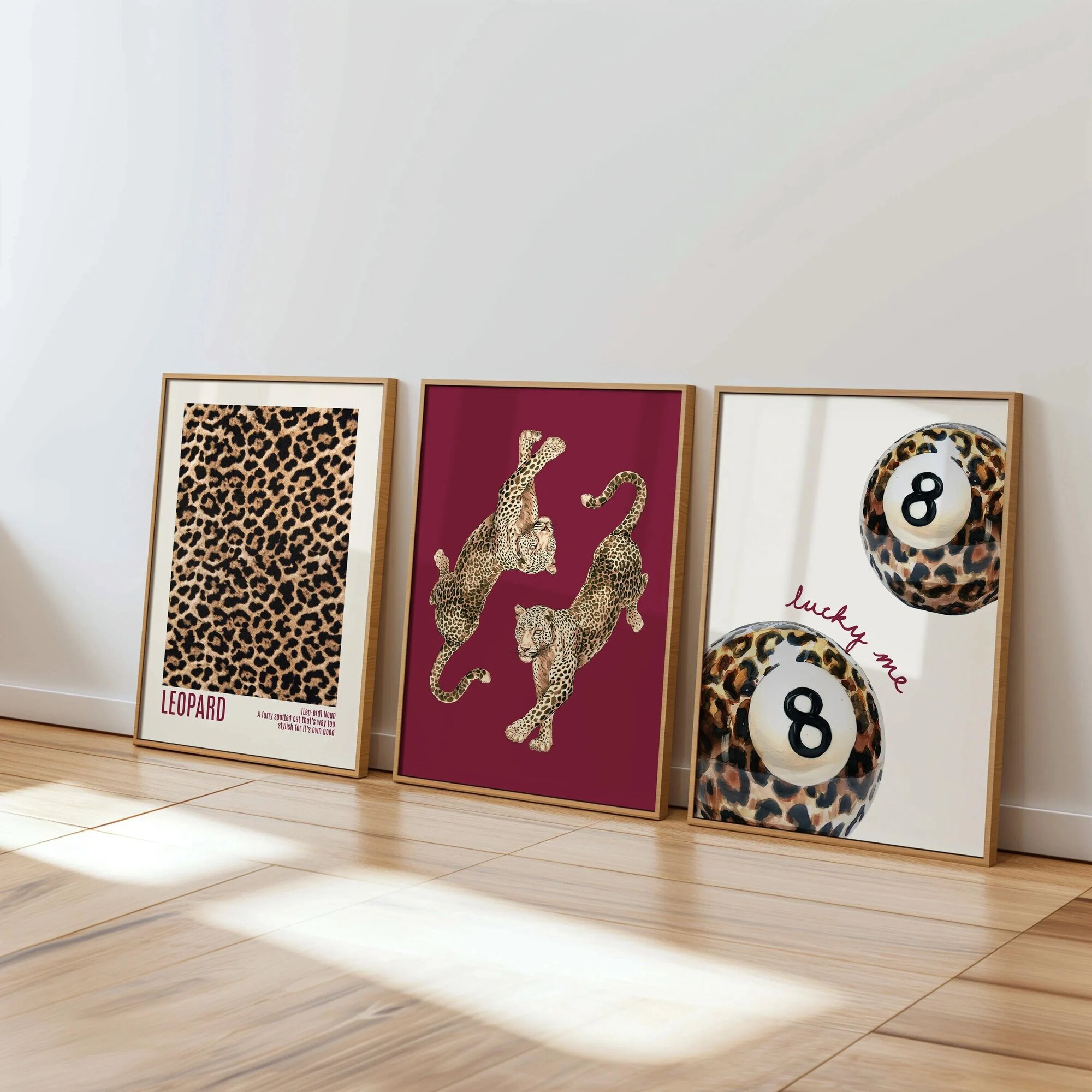 Набор из 3-х постеров с леопардовым принтом, черно-белый TT2079-3pcs, 40x60cm no frame