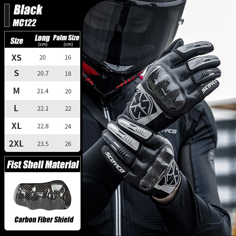 SCOYCO MC122-Black черные мотоперчатки XL