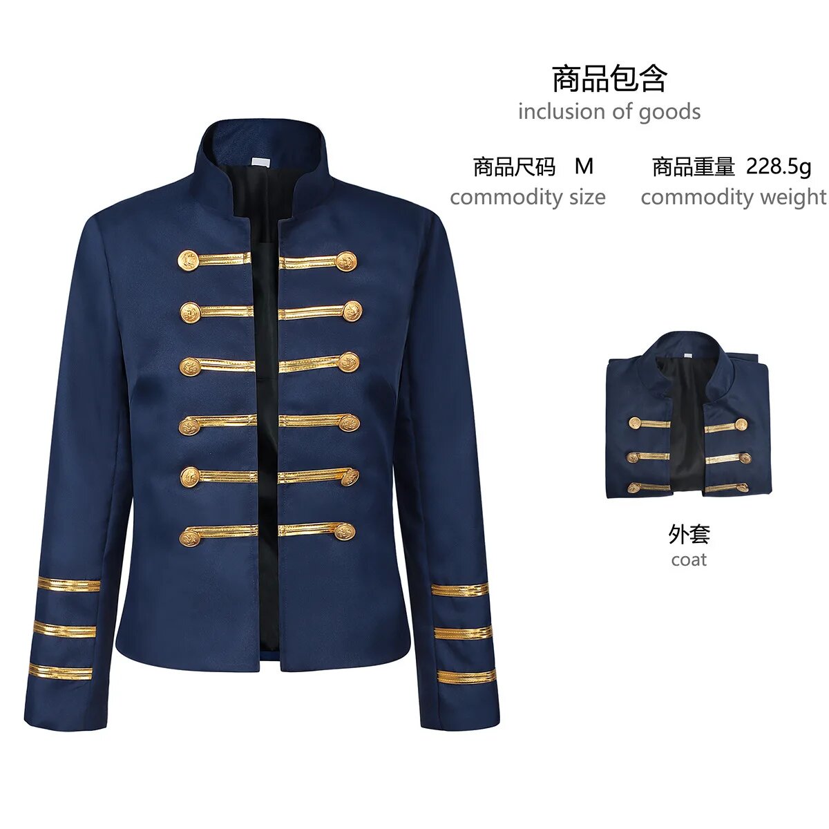 Мужской винтажный стимпанк пиджак 2026 2XL, Синий, blue