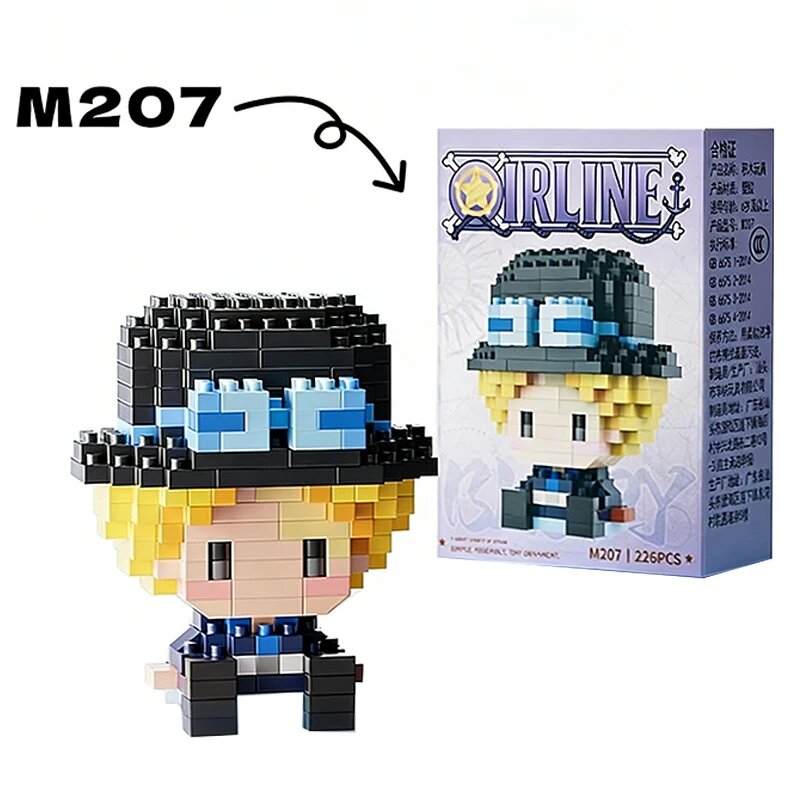 ONE PIECE Мини-конструктор: Луффи, Нами, Усопп, Робин, Фрэнки, Джинбэ, Санджи Синий, M207