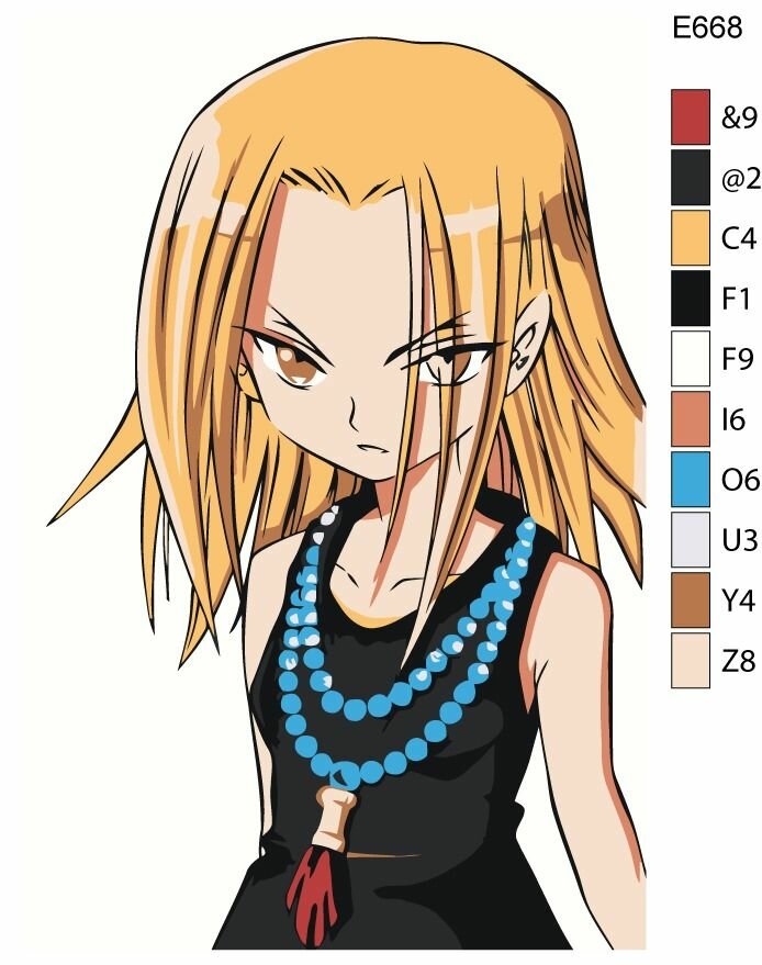 Детская Картина по номерам E668 "Аниме Shaman King (Шаман Кинг). Анна Y Кёяма" 20х30