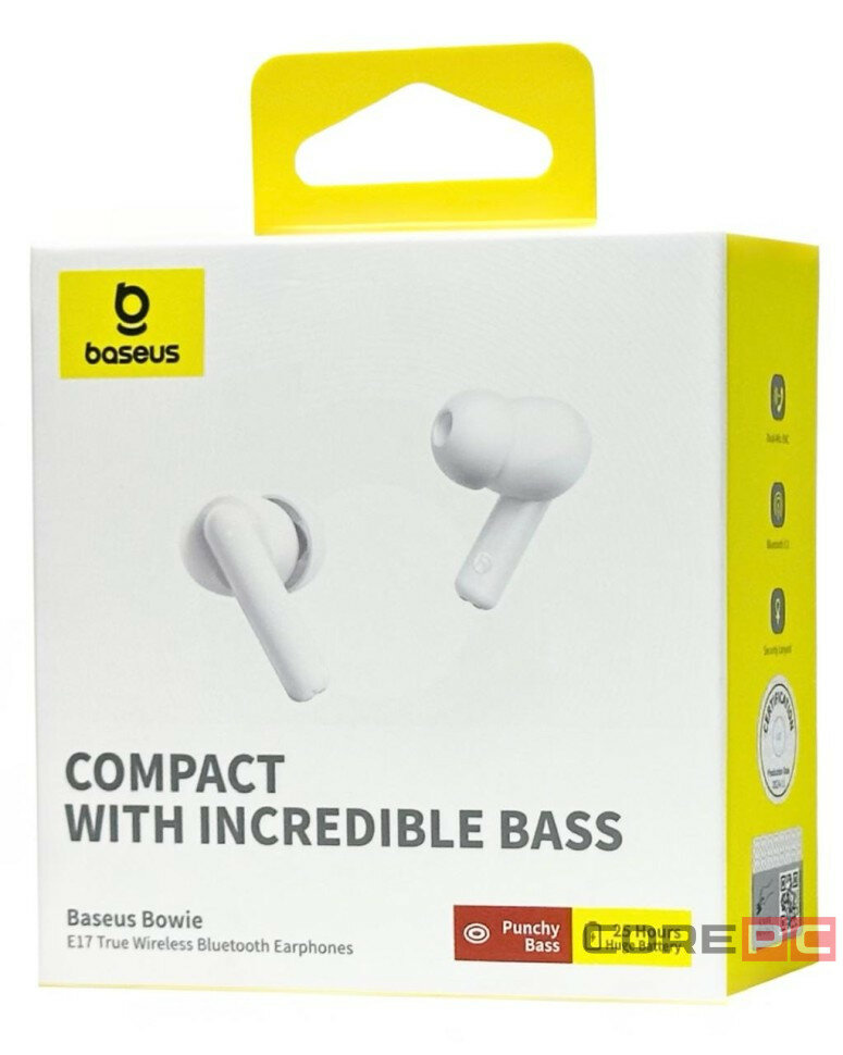 Мобильная Bluetooth-гарнитура Baseus Bowie E17 BT5.3/35mAh (430mAh)/6ч (A00072200223-Z1) белая