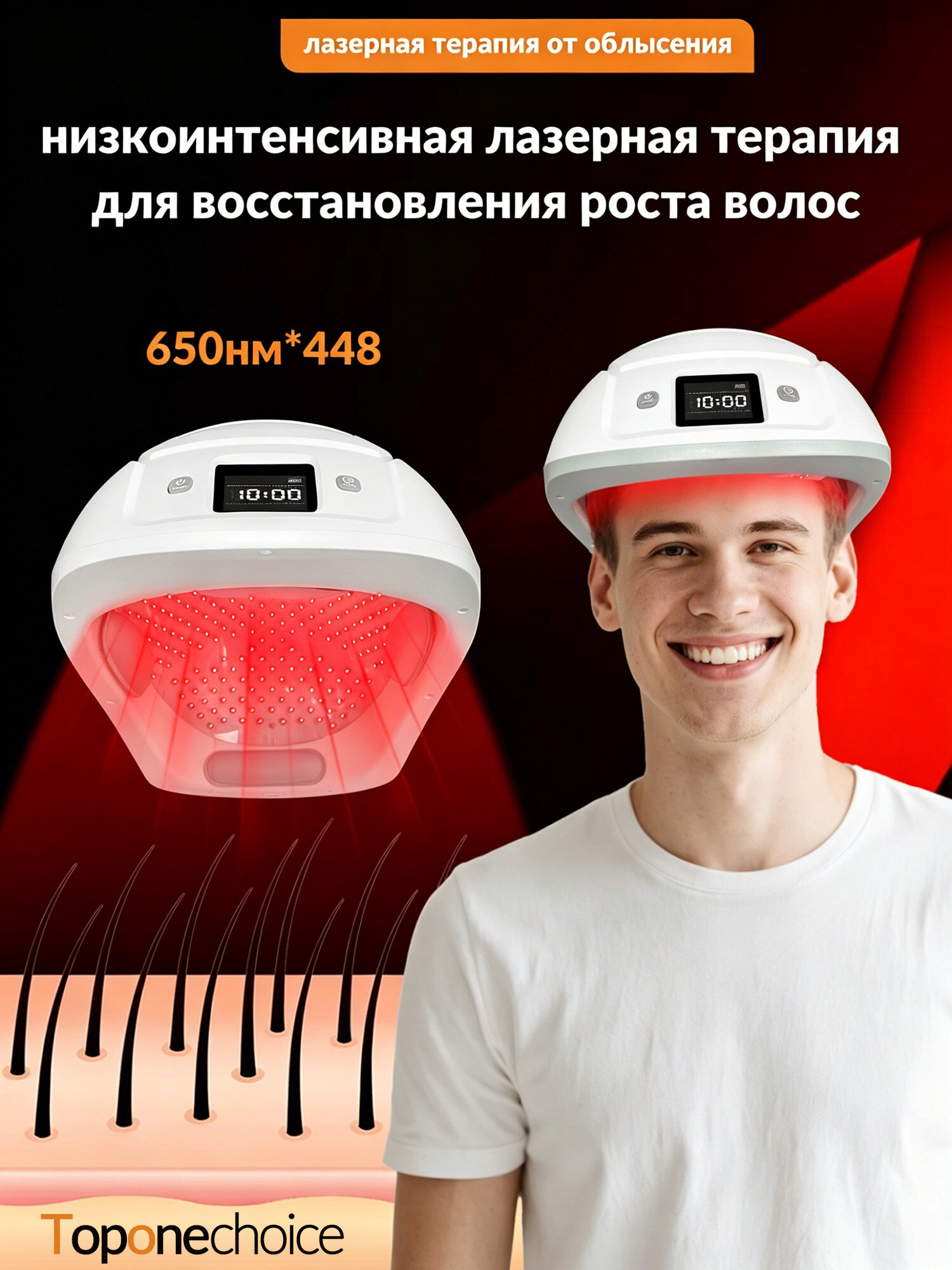 Лазерный шлем для роста волос 650 нм автоматическое выключение, для борьбы с переутомлением и выпадением