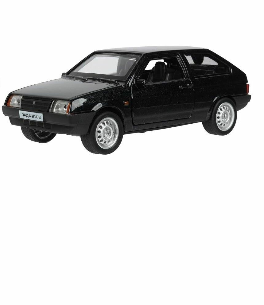 Модель машины металл Лада LADA-2108 "Спутник" 12 см, (свет, звук, двер, баг, черный) инерц, в коробке