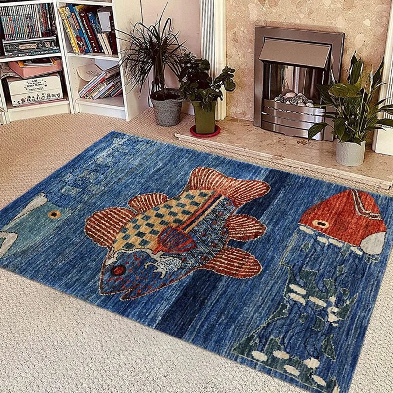 Ковер 60x90 см, полиэстер, Китай, с рисунком рыбы