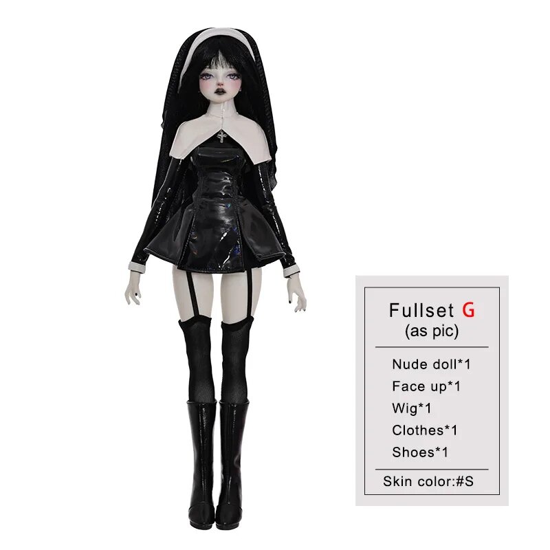 ShugaFairy Satani BJD кукла 1/4 Берта в стиле панк Черный, Fullset G as pic, Freestyle Face up