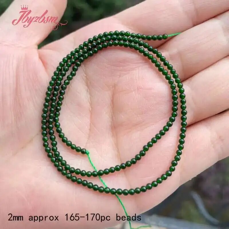 Круглые бусины из лазурита, нефрита, опала, унакита jbyzbsm Изумрудный, 2mm(165-170pcs), Green Jade