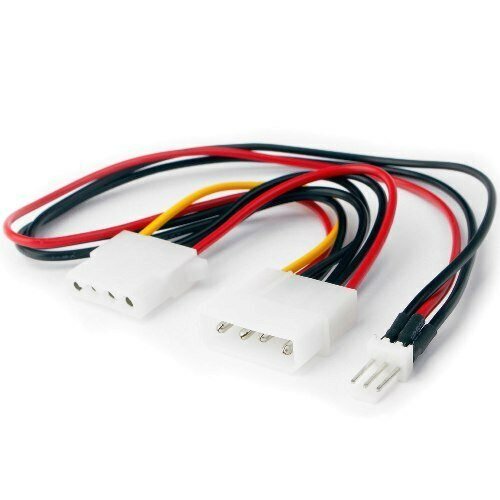 Кабель питания Cablexpert CC-PSU-5 для вентилятора штекер 3 контакта на Molex штекер и Molex гнездо - 15 см