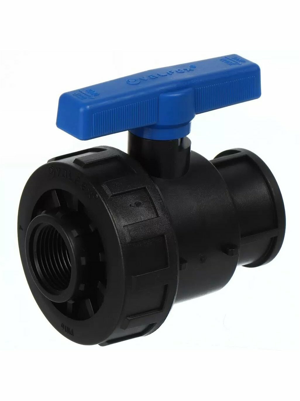 ПНД кран шаровой Valfex 1 1/4"-1" внутренняя резьба для холодного водоснабжения, полипропилен, 16 бар