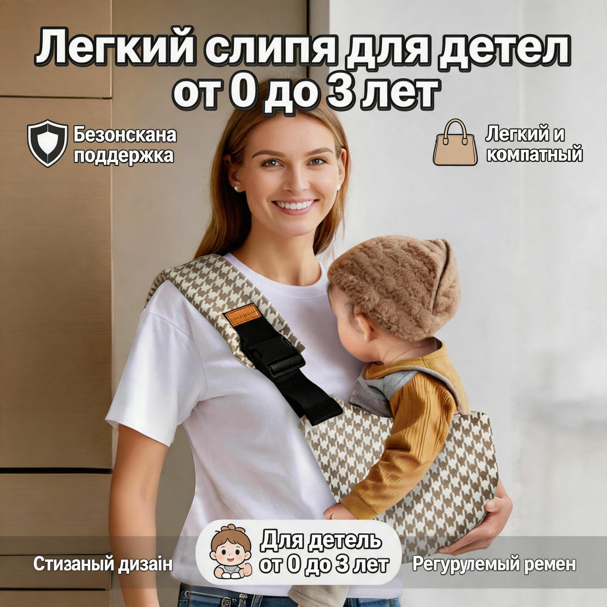 Рюкзак-типа "слинг" для новорожденных для прогулок и путешествий с малышом в поликлинику, магазин