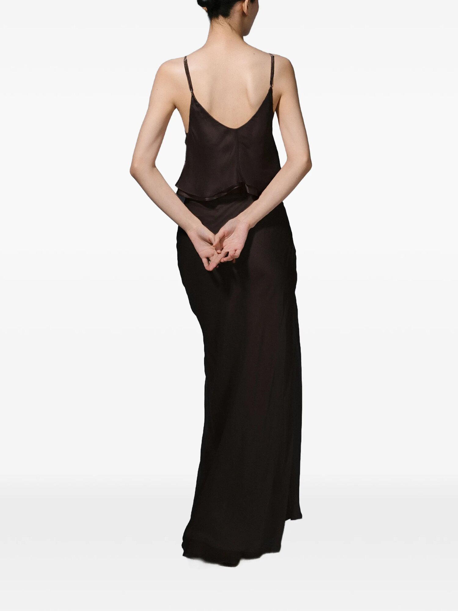 Топ YANGKEHAN Silk-satin draped top, размер 42, purple — фото 1