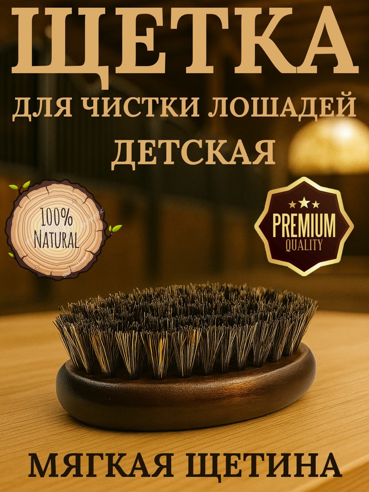 Щетка для Лошадей/Пони деревянная детская / Россия ГОСТ
