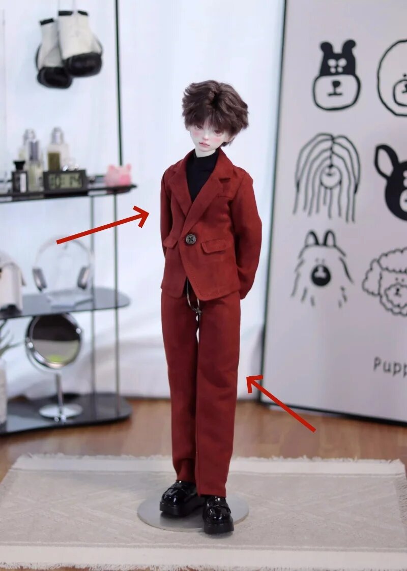 Одежда для кукол BJD, подходит для кукол 1/4, 1/3, Uncle ID75, замшевый повседневный костюм, 5 цветов, аксессуары для кукол (куртка + брюки)