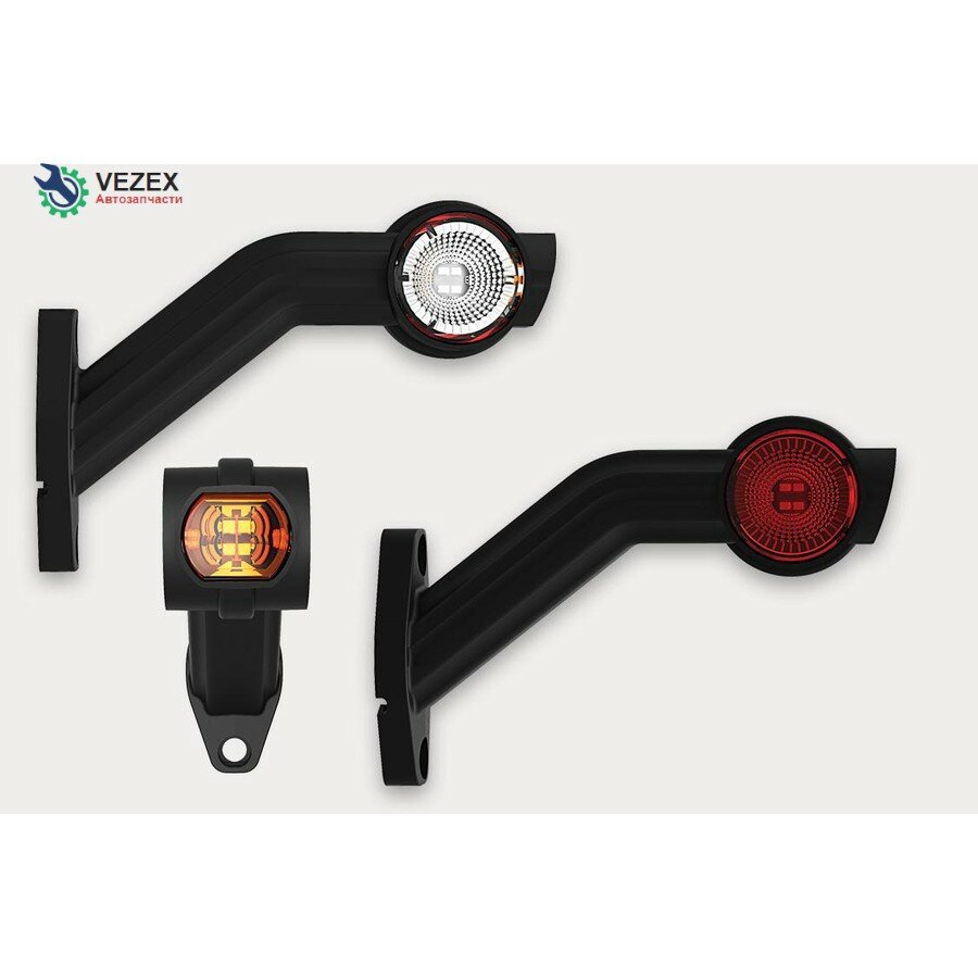 FRISTOM FT140FPLED фонарь габаритный! прав. рожок LED, L=190мм, кр/ж/бел накл./изогн. с каб. 0.5м\Schmitz