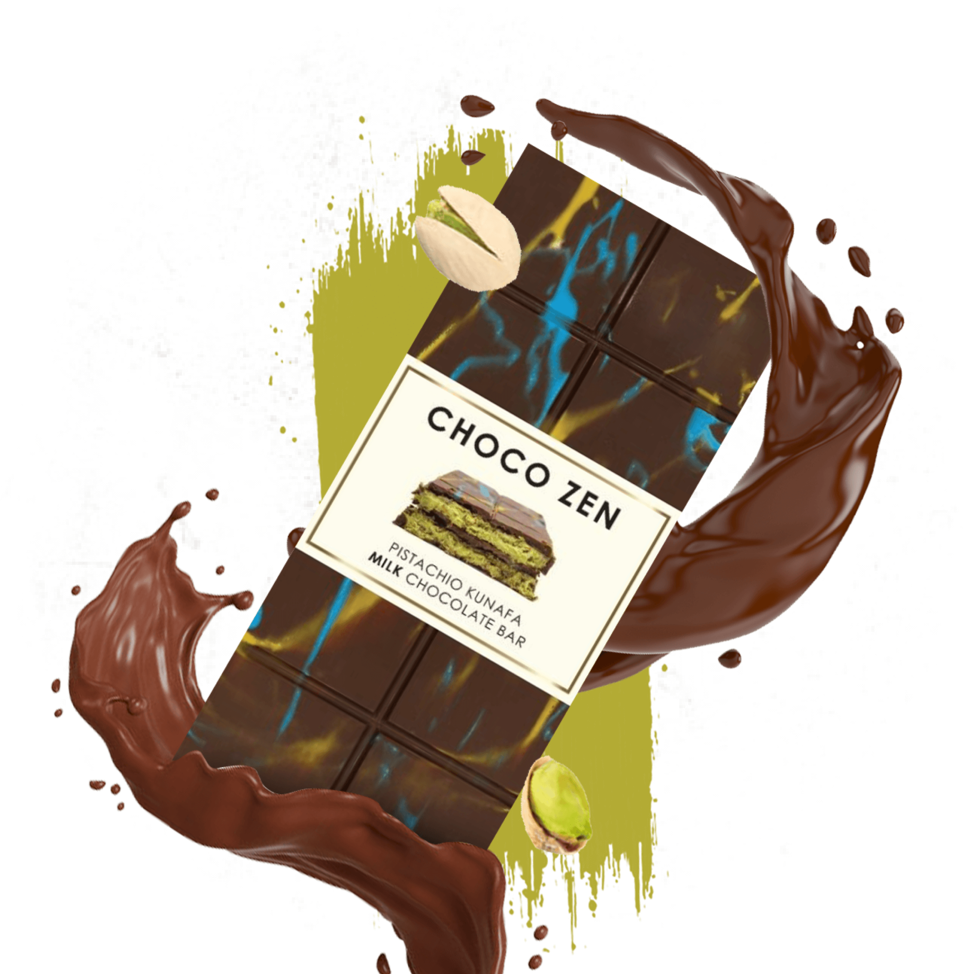 Дубайский шоколад Choco Zen Pistachio Kunafa Milk Chocolate Bar / Чоко Дзен Молочный шоколад (ОАЭ), 1 шт. 65 грамм