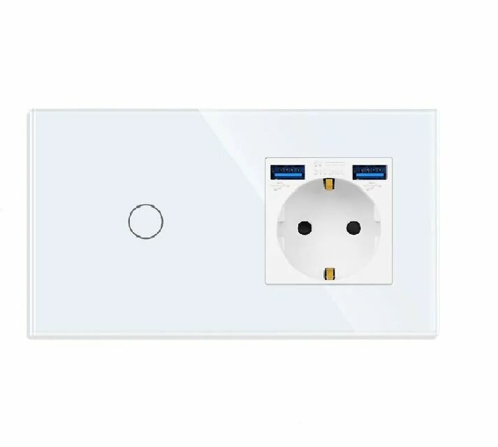 Розетка с USB + 1Выкл сенсорный wi-fi