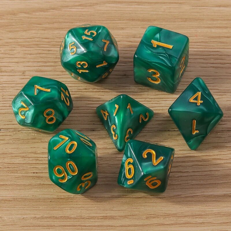 Набор кубиков DND 7 шт. Изумрудный, style 22