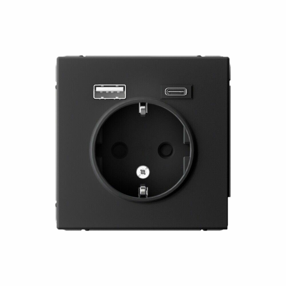 Artgallery розетка 16а с 2 usb a+c, 5в/2,4а/3,0а, 2х5в/1,5а, механизм, карбон