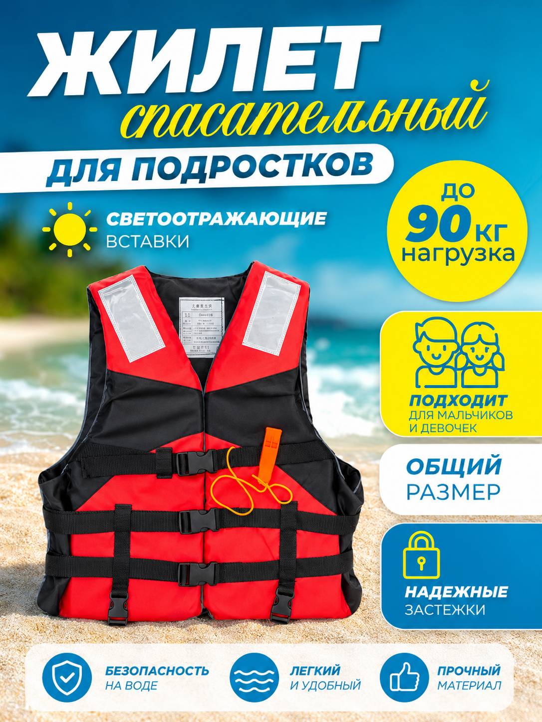 Спасательный жилет для подростков / для плавания, рыбалки, кемпинга, туризма, страховочный жилет универсальный
