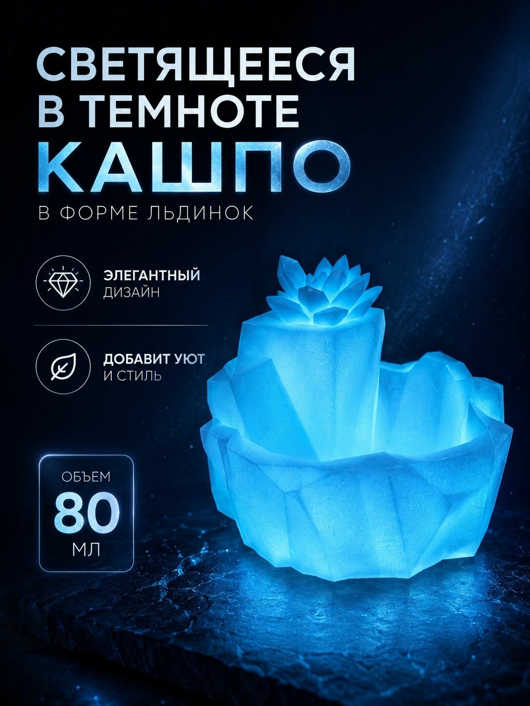 Светящееся в темноте кашпо для цветов/суккулентов, горшок из пластика