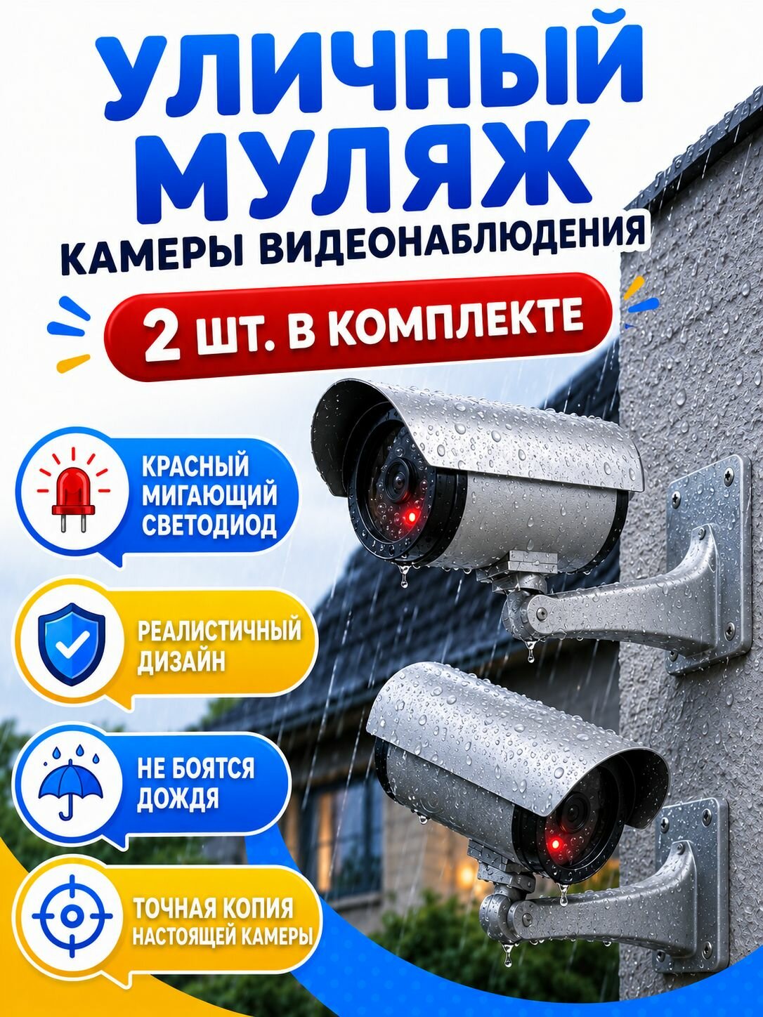 Муляж камеры видеонаблюдения уличной, беспроводной